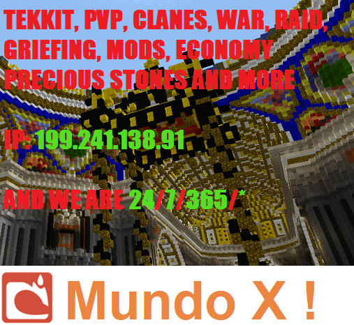 MundoX! Tekkit + MoDs PVP 24/7 Minecraft Server