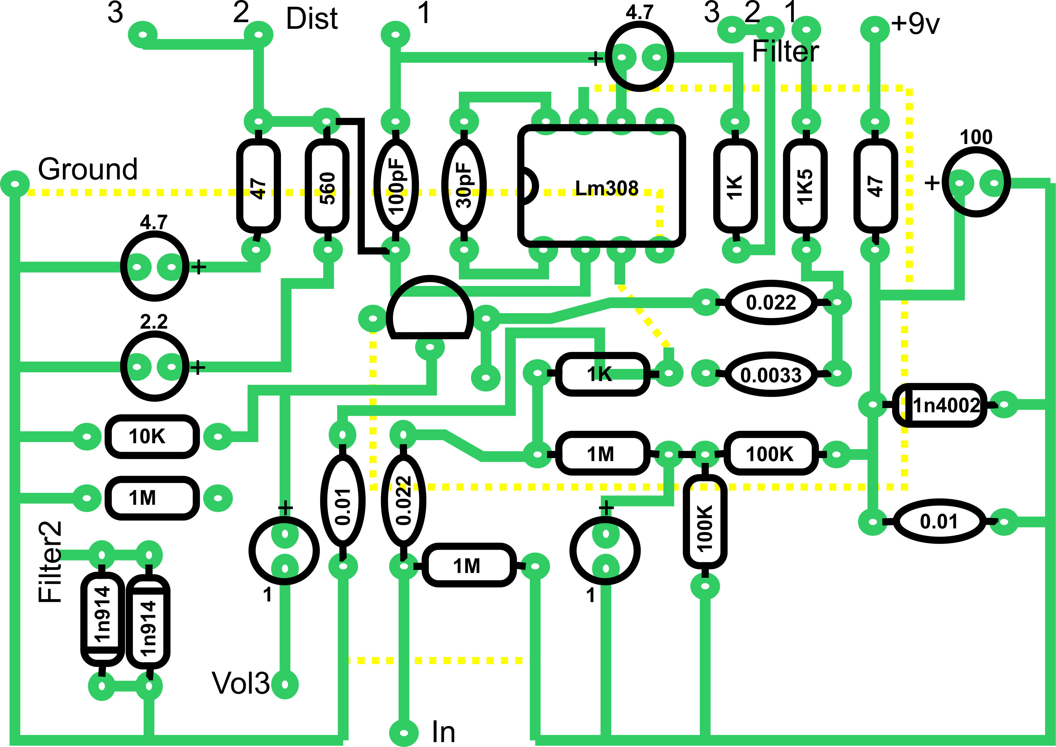 DIY Rat, distortion button strangely behaving.
