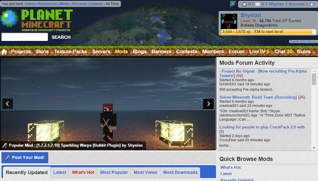 [1.7.x-1.8.x] Sparkling Warps [Bukkit/Spigot] Minecraft Mod