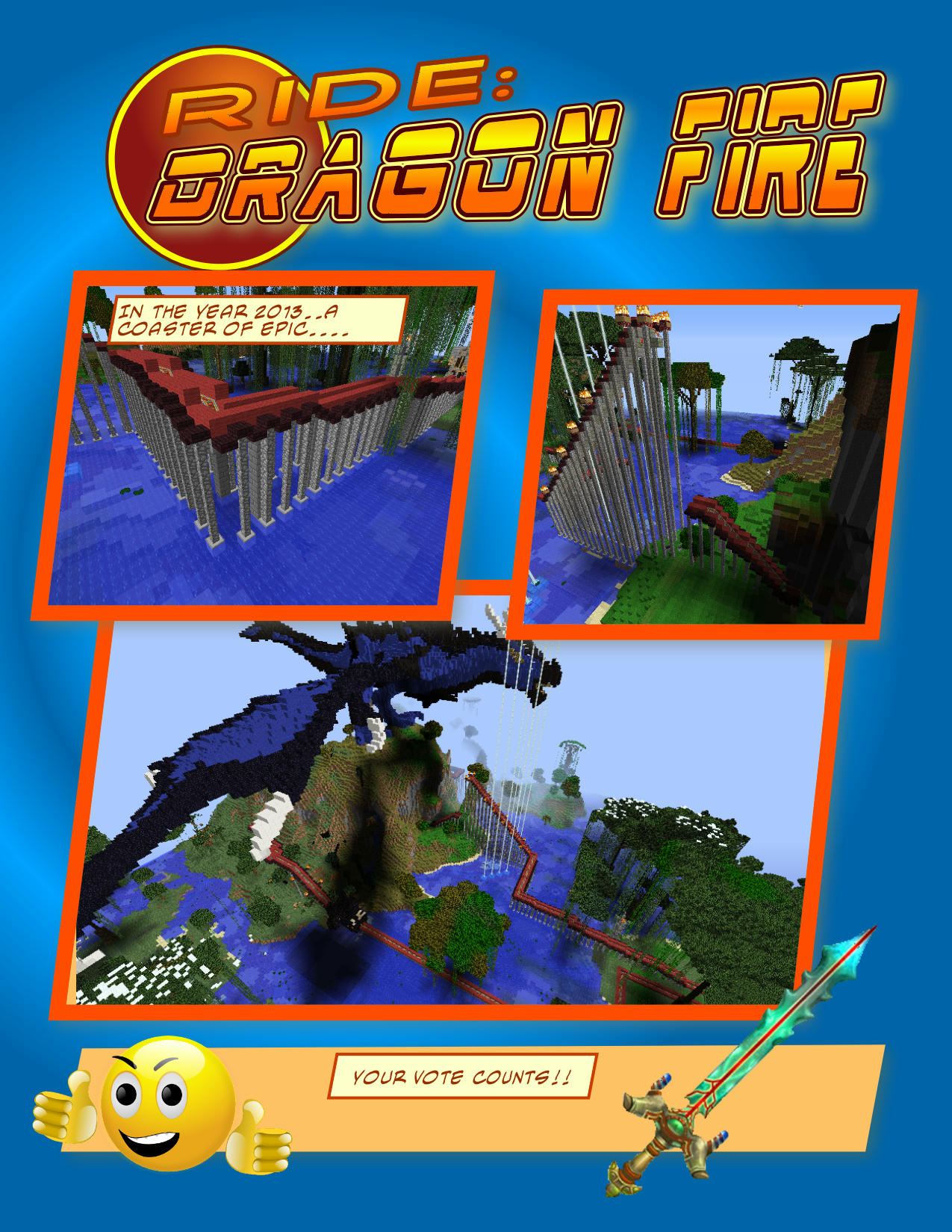 Ride: Dragon Fire Themed Coaster for Contest Minecraft Map