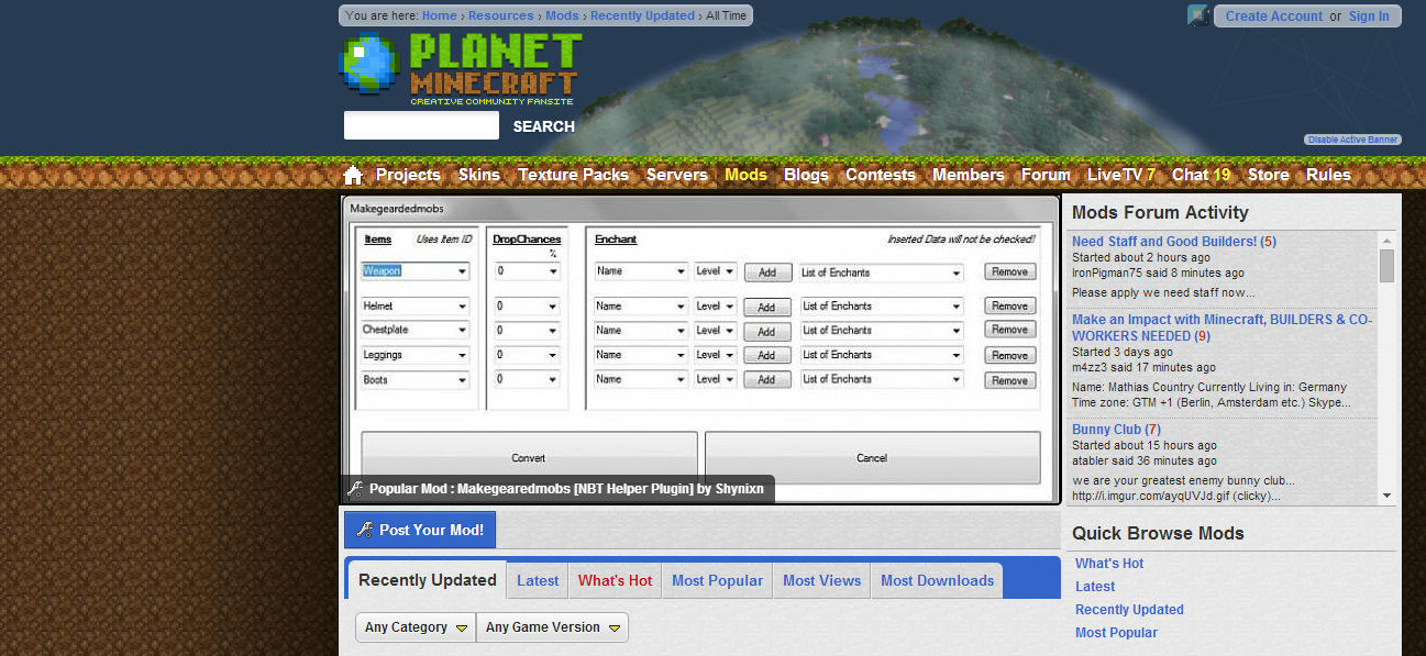 Makegearedmobs [NBT Helper Plugin] Minecraft Mod