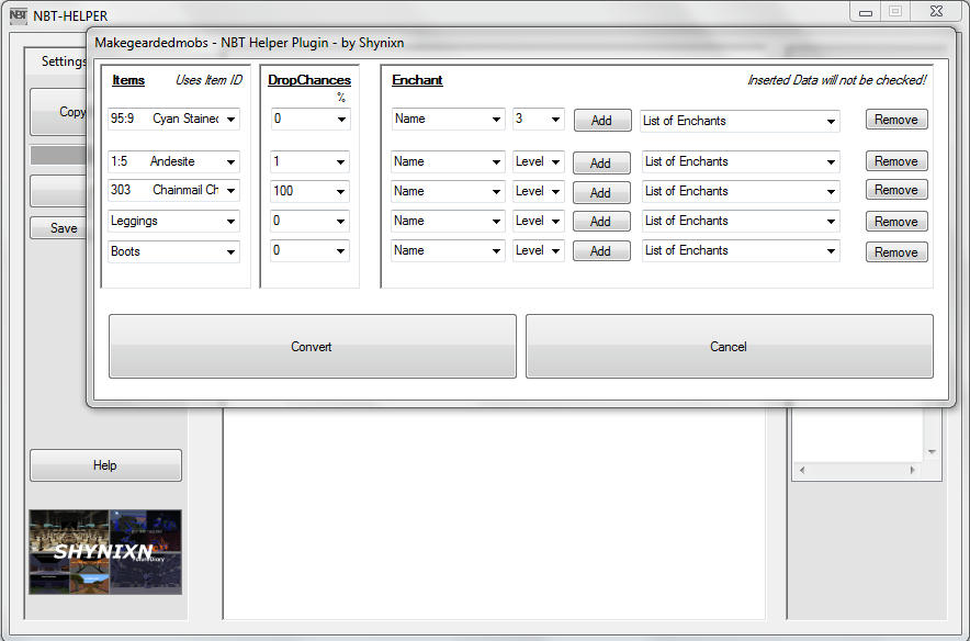 Makegearedmobs [NBT Helper Plugin] Minecraft Mod