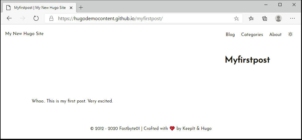 Install Hugo, Create site and Host on github pages. Finally, Automate with github actions - Part ...