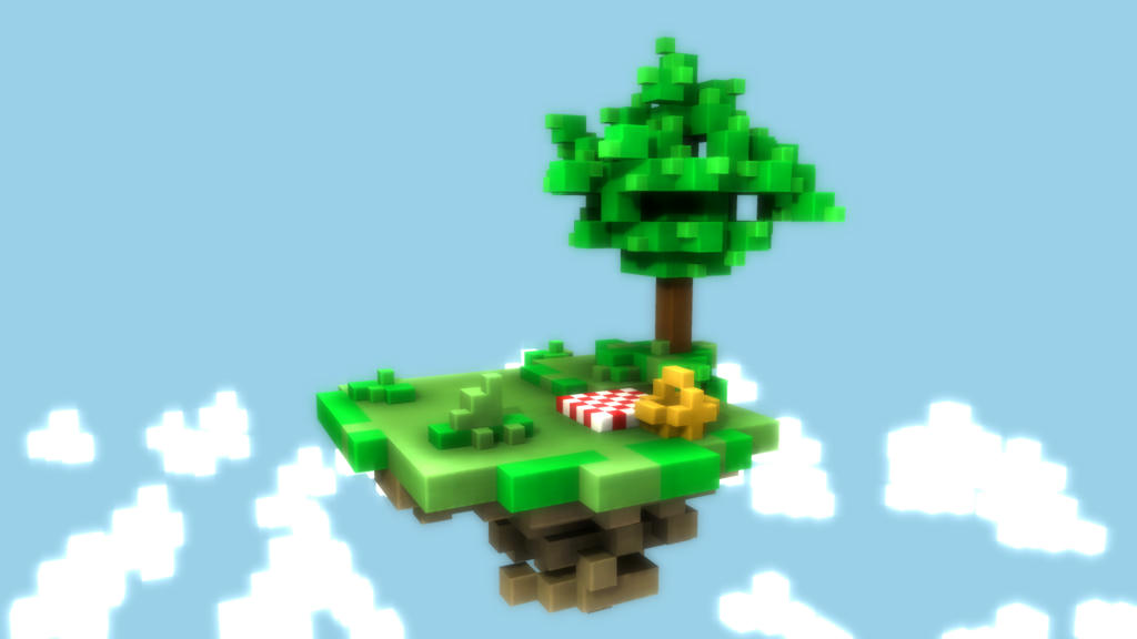 Floating Island - Pixel Art - United3dArtists