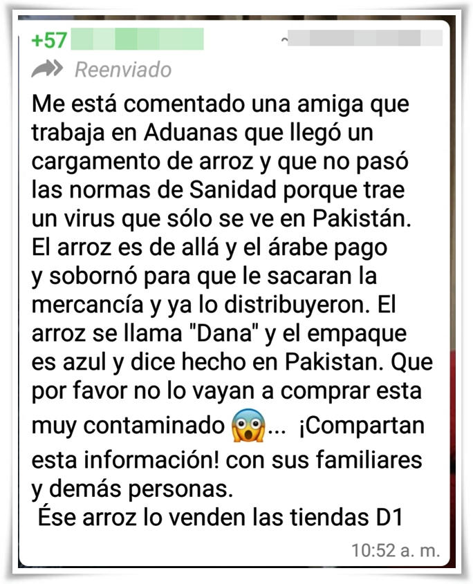 La alerta sobre arroz Dana contaminado con un virus e importado de Pakistán